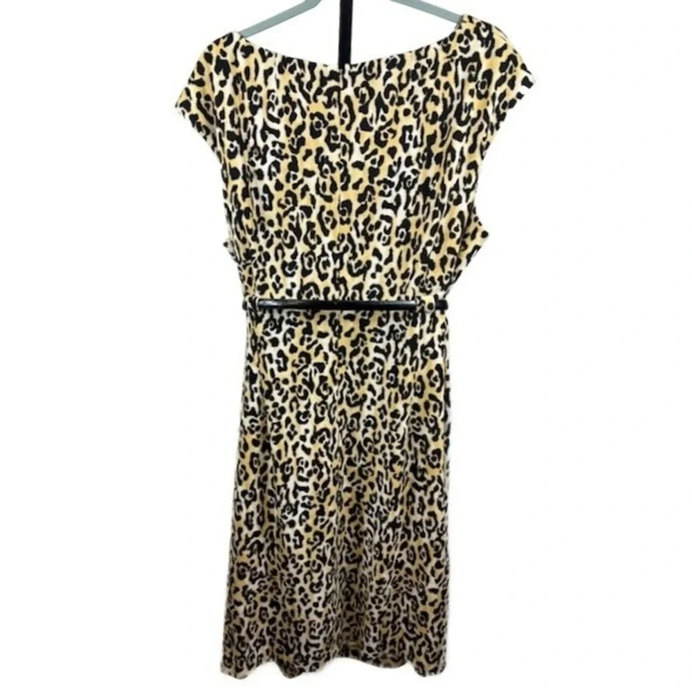 Calvin Klein | Dresses | Calvin Klein Leopard Print Belted Cap Sleeve ...